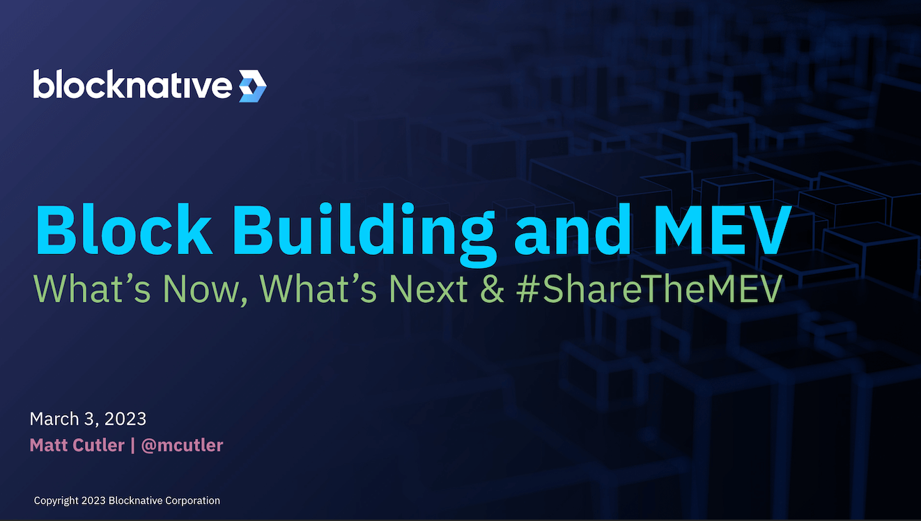 Blocknative CEO Matt Cutler: Block Building & MEV @ ETHDenver