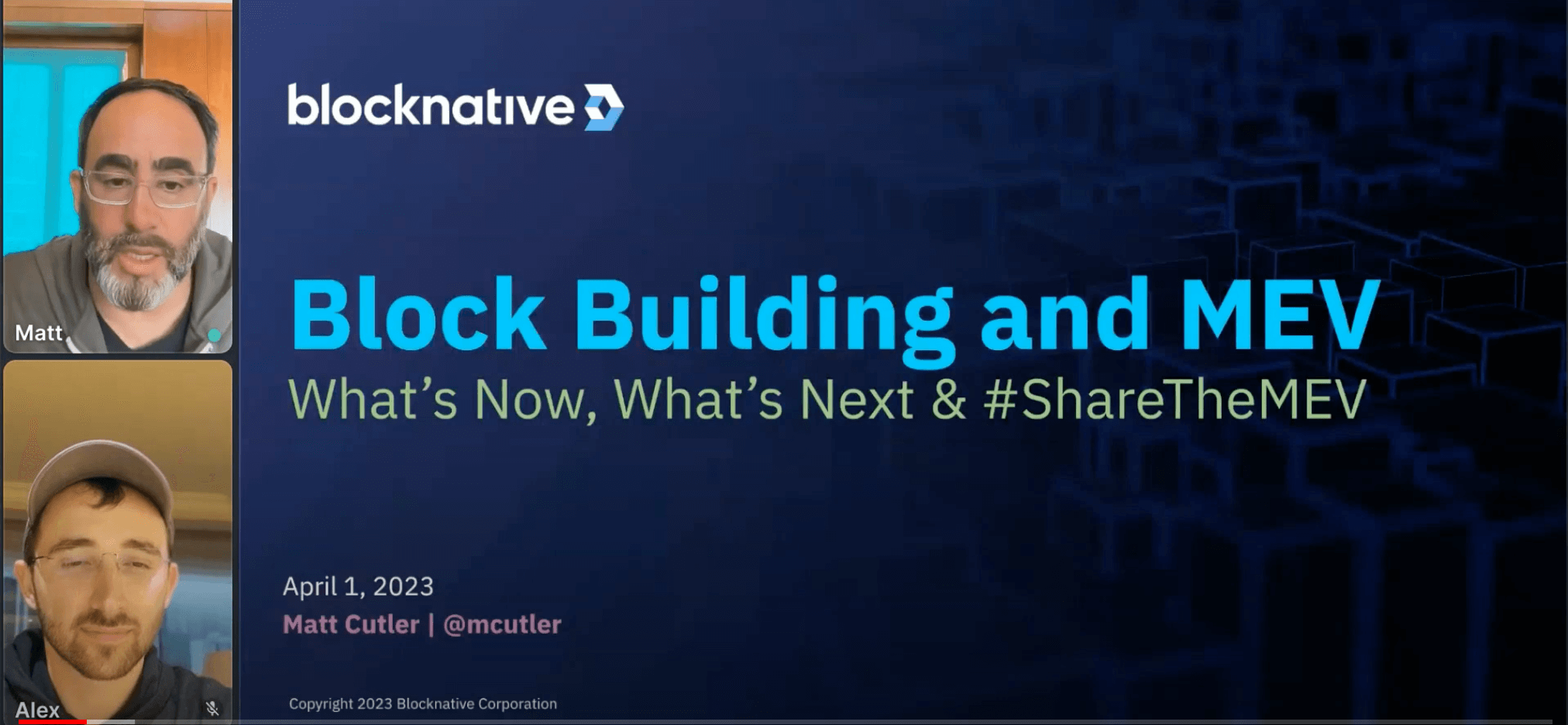 Matt Cutler Presents Block Building & MEV at HackSummit 2023